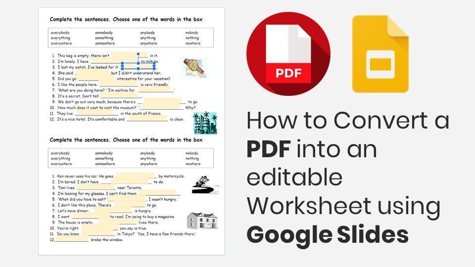How To Convert A PDF Into An Editable Worksheet Using Google Slides 