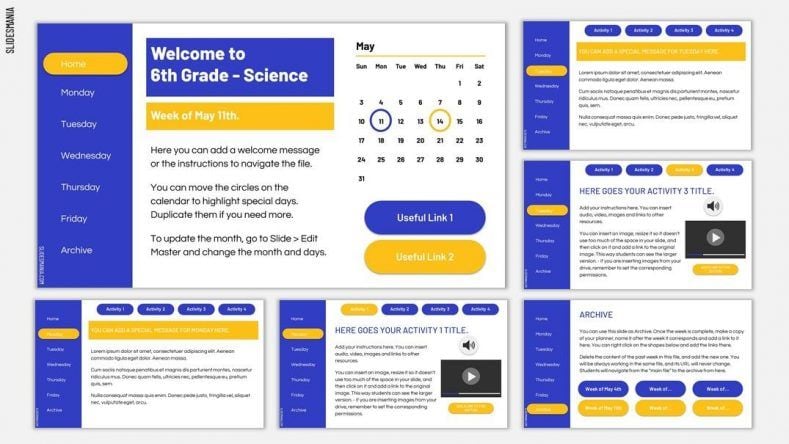 Weekly Planner for Online Lessons based on Google Slides or PowerPoint ...