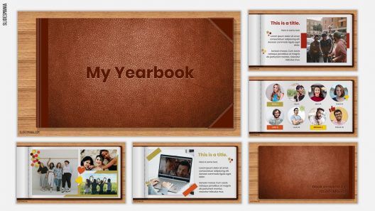 Yearbook template. Colorful shapes or leather covers. - SlidesMania