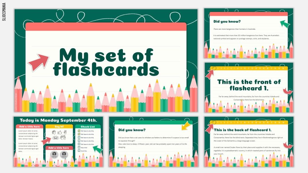 Interactive Fun Flashcards Free PowerPoint Template Google Slides Theme