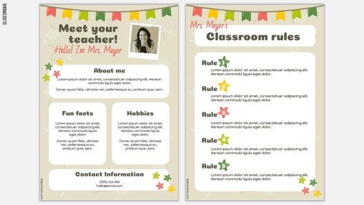 Meet the teacher / All about Me free editable template with pennant and ...