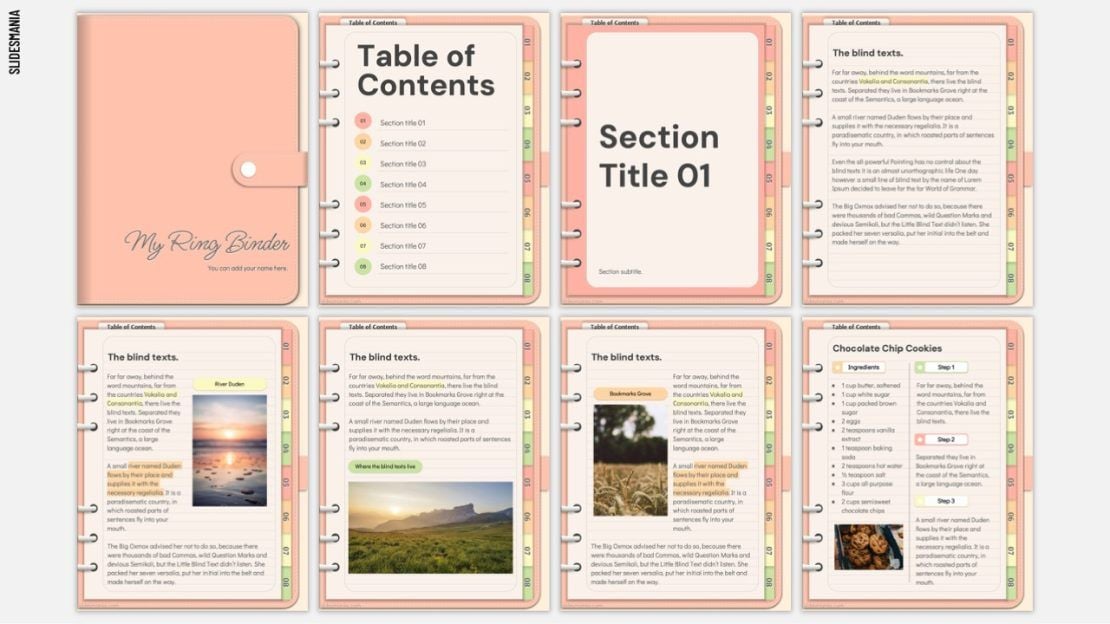 Free Digital ring binder with pastel colors editable in Canva ...